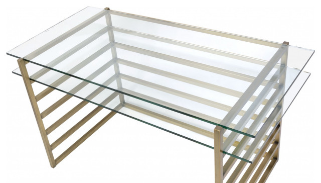 28" Clear Glass Mirrored Rectangular Writing Desk - Contemporary ...