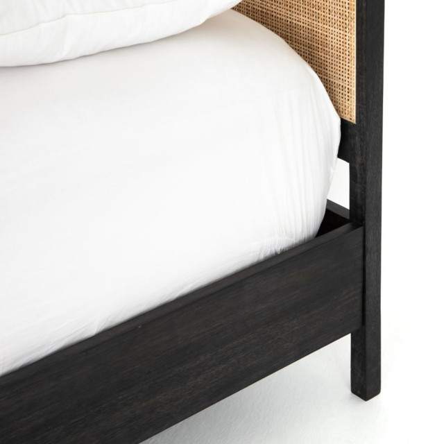 Sydney Woven Cane Queen Platform Bed Black - Tropical - Platform Beds ...