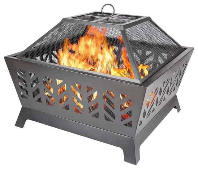 Iron Fire Pit Square - Outdoor - Transitional - Fire Pits - by ...