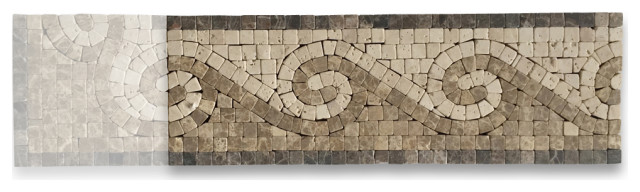 Marble Mosaic Border Listello Insert Tile Surf Emperador 4x12 Tumbled ...