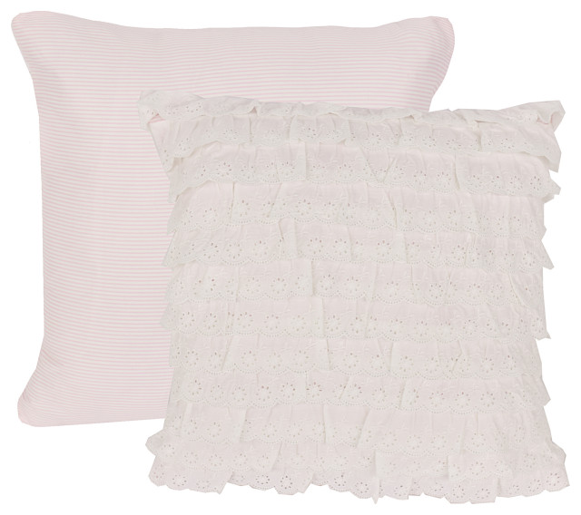Pink Paisley Eyelet Pillow, 18"x18" Pink - Contemporary - Decorative ...
