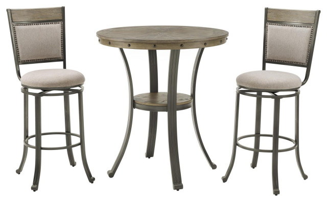 Powell Franklin 3 Piece Pub Set With Pewter Finish D1283B19PT3 ...