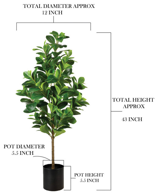 Serene Spaces Living Faux Pepper Elder Plant in Black Plastic Pot, 43 ...