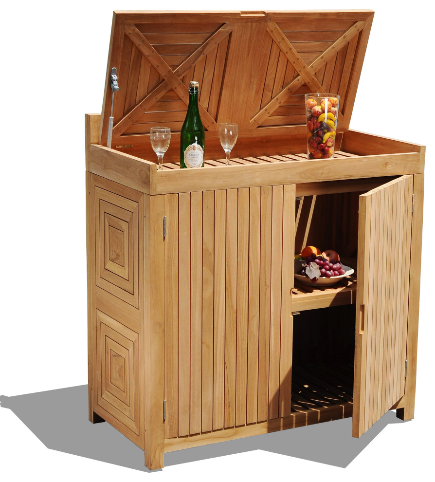 Solvang Teak Storage Cabinet - Bar, Outdoor, Patio Serving Area Ample ...