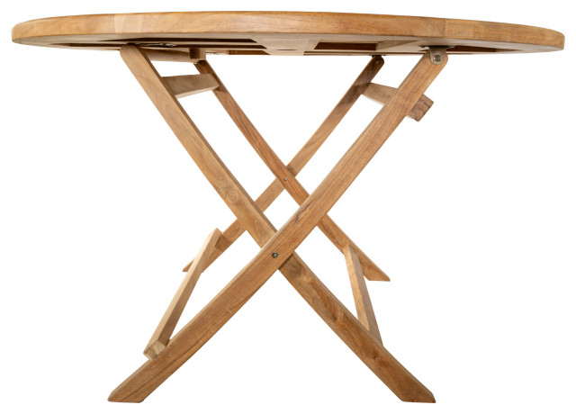 Nordic Style Teak Wood Natural Round Foldable Outdoor Dining Table - 47 ...