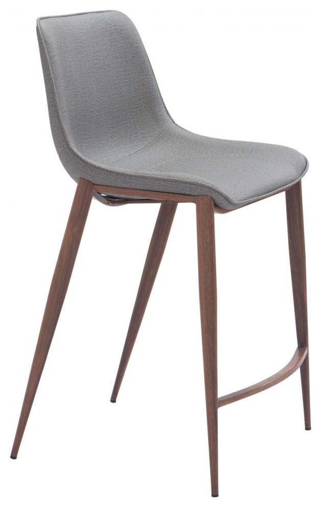 Magnus Counter Stool, Set of 2, Slate Gray/Walnut - Modern - Bar Stools ...