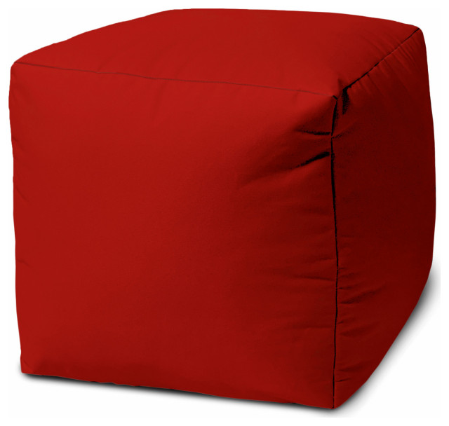 17 Cool Primary Red Solid Color Indoor Outdoor Pouf Ottoman ...