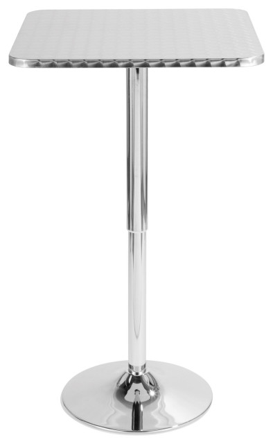 Bistro Contemporary Adjustable Square Bar Table, Silver - Contemporary ...