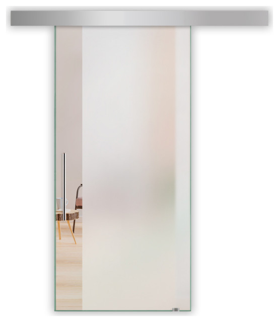 Sliding Glass Barn Door with Frosted Design ALU100, 38"x81" Inch ...