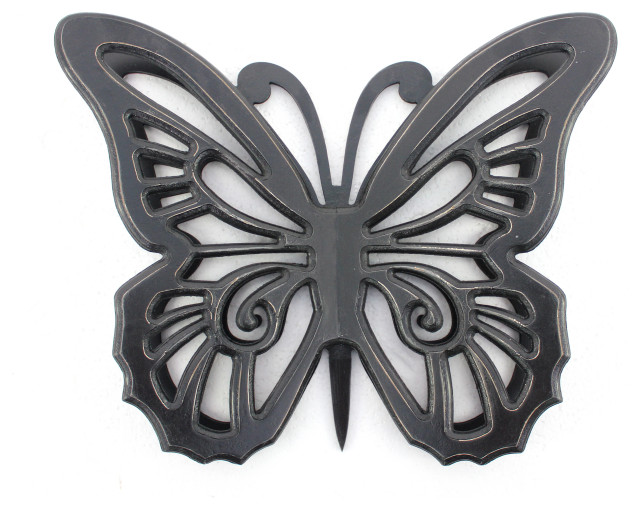Rustic Butterfly Wooden Wall Decor With Black Finish - Contemporary ...