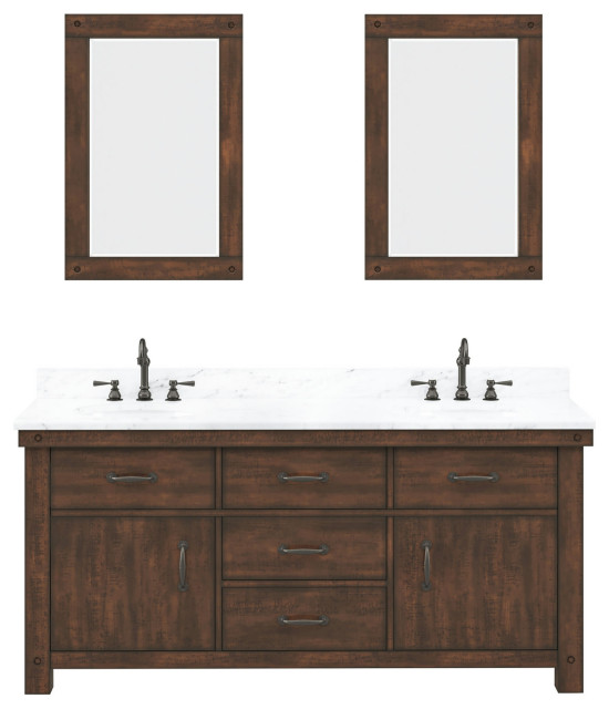 Aberdeen 72" Double Sink Top Vanity Hook Faucets Mirrors, AB72CW03RS ...