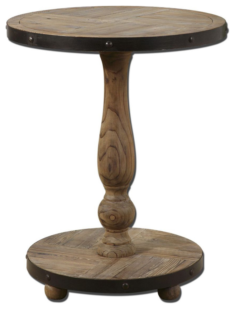 Uttermost Kumberlin Wooden Round Table - Farmhouse - Side Tables And ...