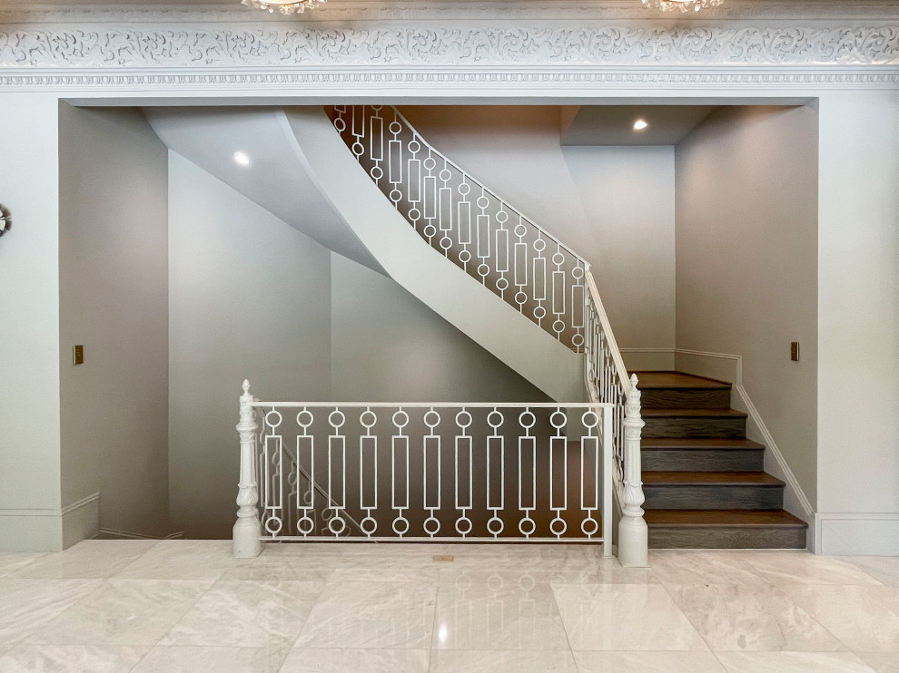 104_Curved Staircases in 18th Century French Inspired Mansion, Mclean ...