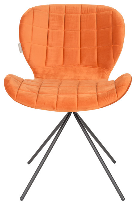 Orange Velvet Dining Chairs (2) | Zuiver OMG - Midcentury - Dining ...