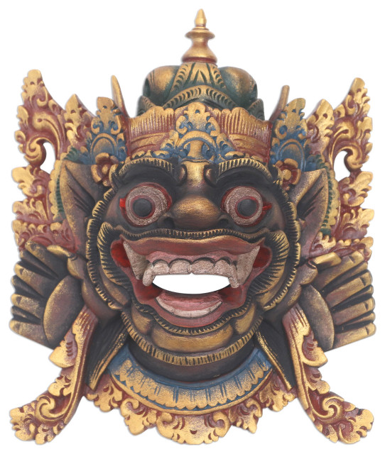 Novica Handmade Bhoma Wood Mask - Asian - Wall Sculptures - by NOVICA ...