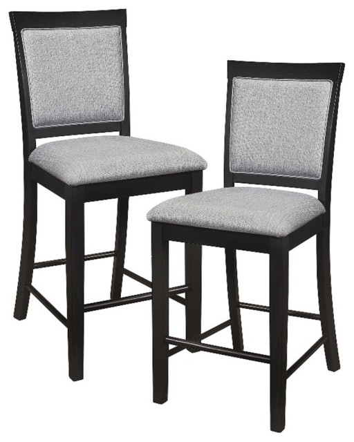 Lexicon Raven Counter Height Wood Chair in Charcoal Gray (Set of 2 ...
