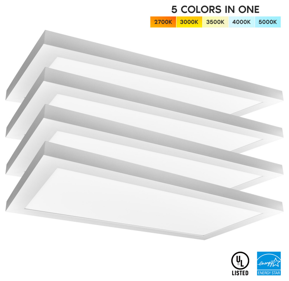 1x2 FT LED Flush Mount Panel Light 5 Color CCT 2100lm 4-Pack - Modern ...