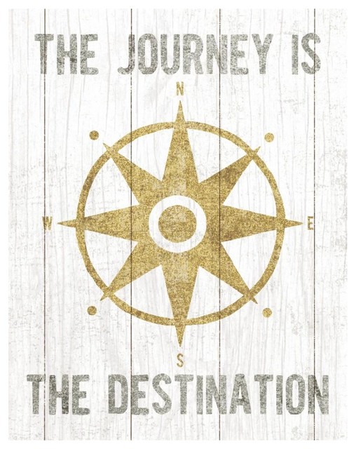 "Beachscape IV Compass Quote Gold Neutral" Print by Michael Mullan, 18 ...