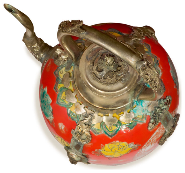 Tibetan Porcelain and Brass Teapot - Asian - Teapots - by China ...