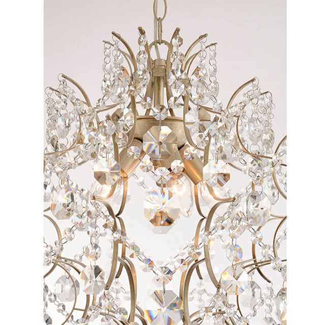 Belle Brushed Silver-ish Champagne 5-Light Larger Crystal Chandelier ...