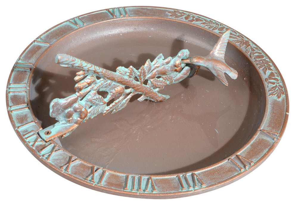 Hummingbird Sundial Birdbath, Copper Verdi - Traditional - Sundials ...