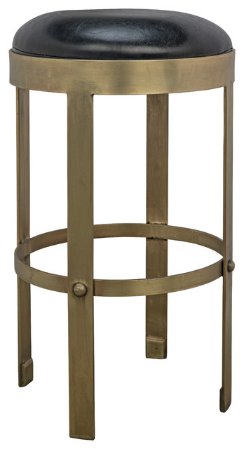 Prince Counter Stool with Leather, Gold - Transitional - Bar Stools And ...