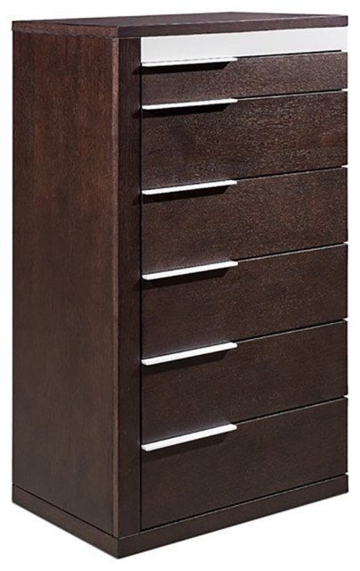 Limari Home Torino 6-Drawer Wood Veneer and Metal Chest in Brown/Gray ...