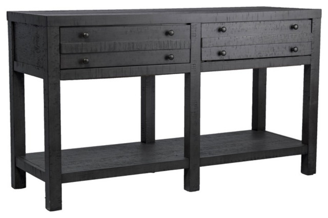 Traditional Rustic Gray Wood Console Table with Storage Drawers ...