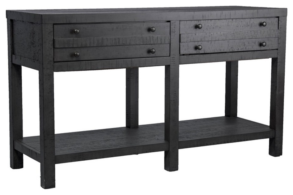 Traditional Rustic Gray Wood Console Table with Storage Drawers ...