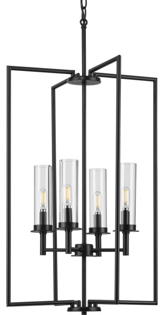 Kellwyn 4-Light Clear Glass Transitional Foyer Pendant Light ...