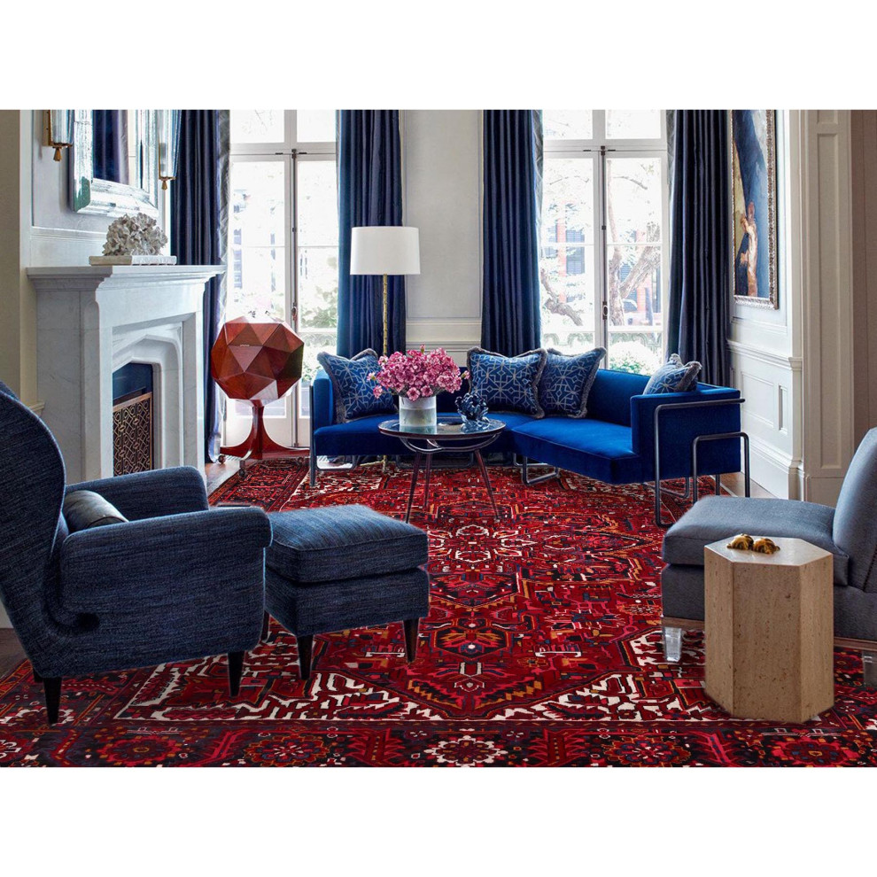 Dutch Tulip Red Semi Antique Hand Knotted Shiny Wool Oriental Rug 9'7 ...