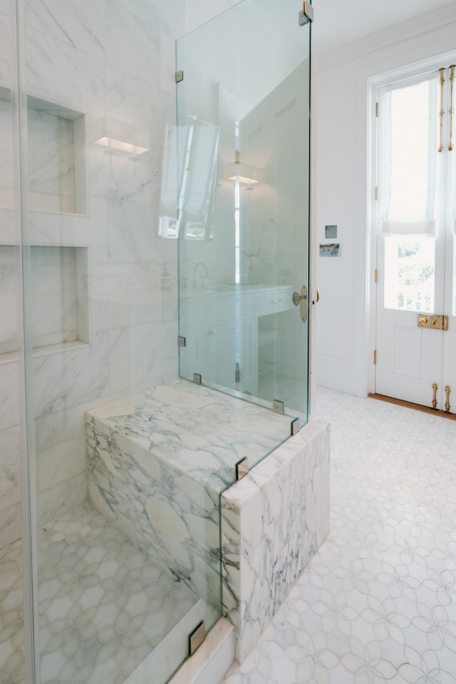 Built in Shower Bench - Transitional - Bathroom - Charleston - by ...