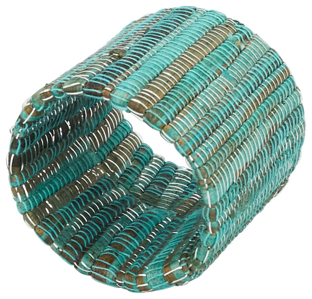 Shimmering Napkin Rings With Woven Nubby Design (Set of 4) - Modern ...