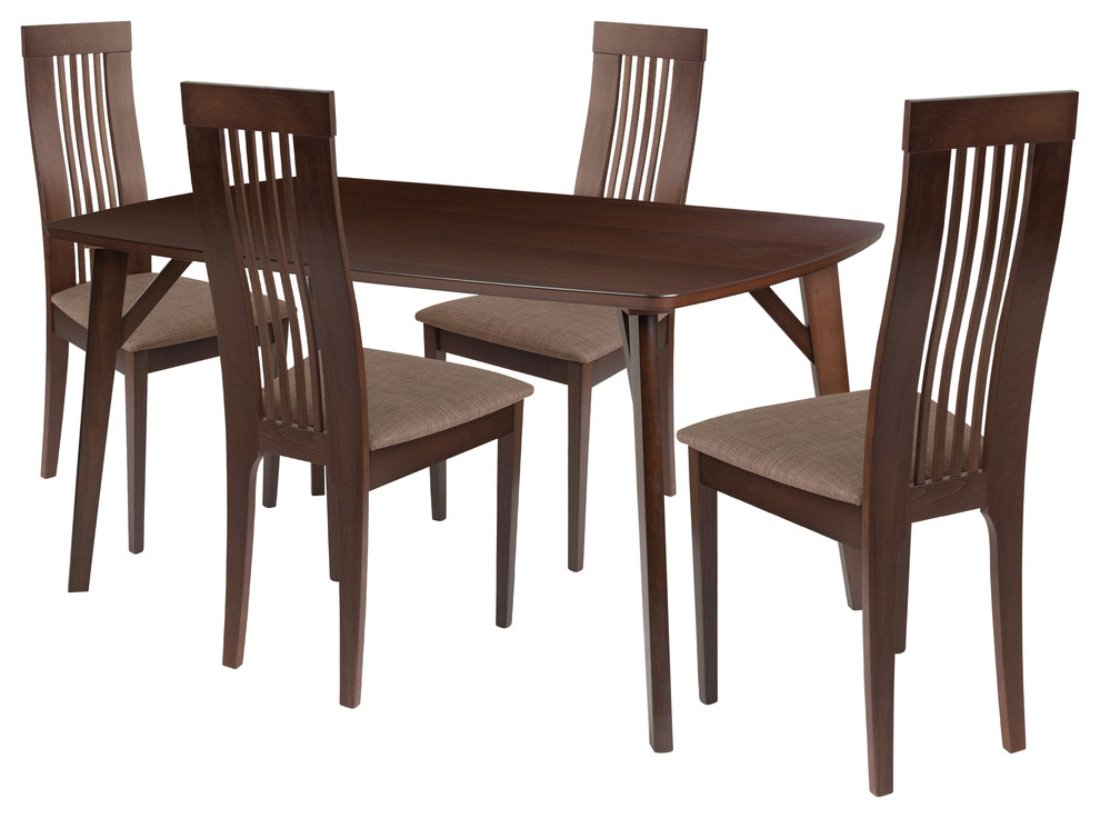 Clybourne 5-Piece Espresso Wood Dining Table Set, Espresso ...