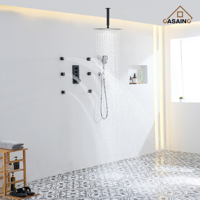 Ceiling Mounted Thermostatic Shower System - Contemporary - Showerheads ...