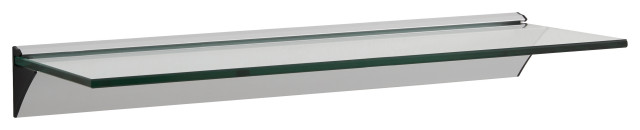 Danya B. Modern Clear Glass Floating Shelf on Aluminum Bar ...