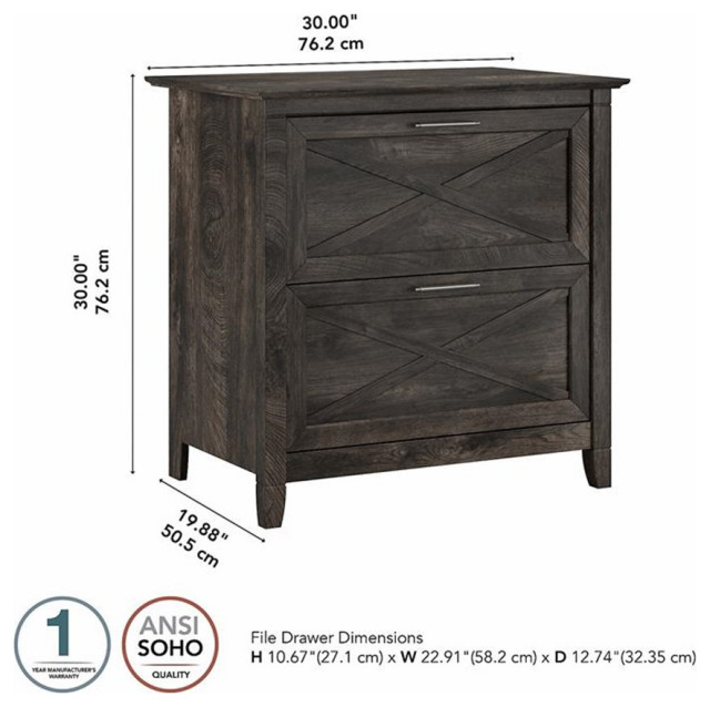 Pemberly Row 2 Drawers Farmhouse Wood Lateral File Cabinet in Gray ...