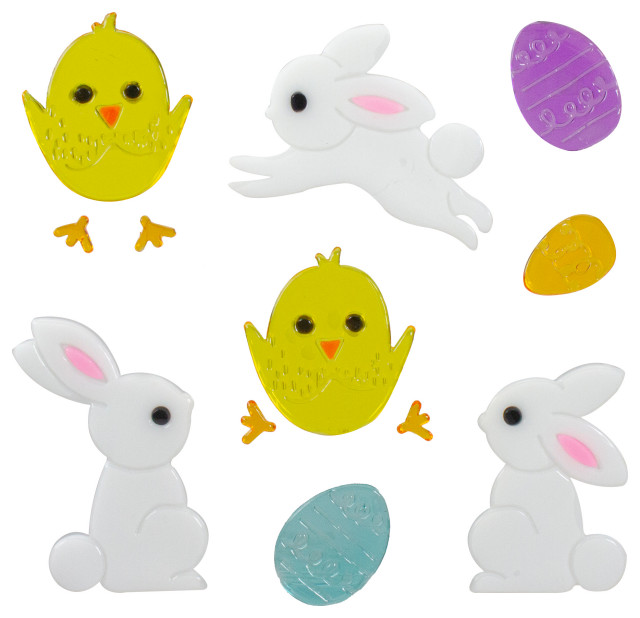 Bunnies and Chicks Easter Spring Gel Window Clings - Modern - Holiday ...