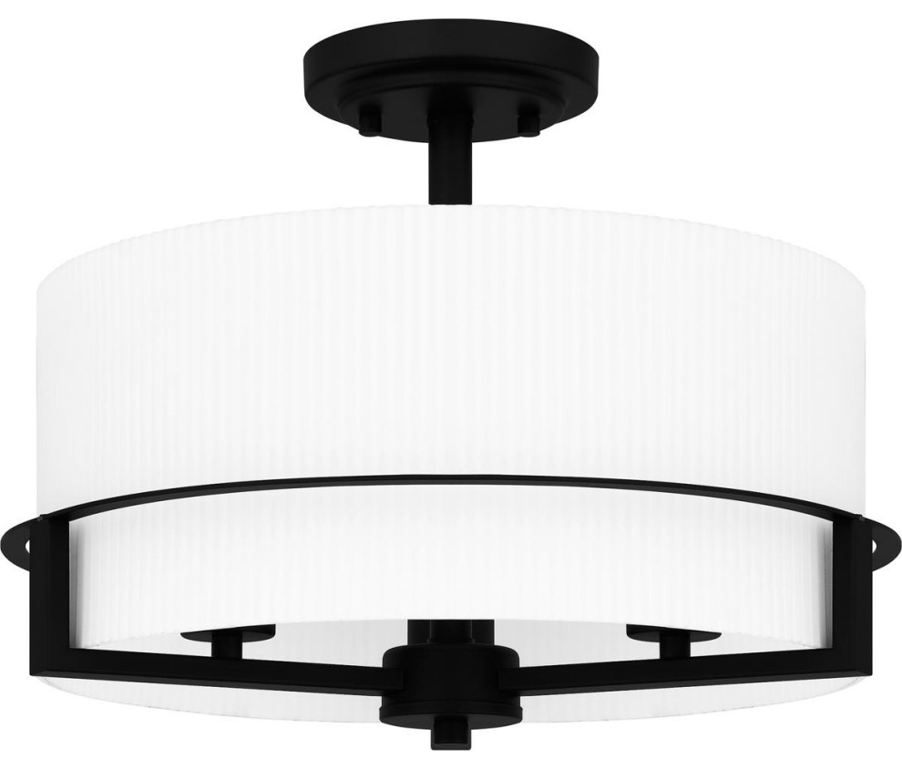 Seymour 3 Light Semi-Flush Mount, Matte Black - Transitional - Flush ...