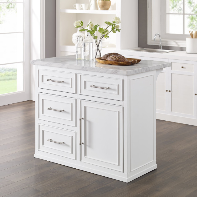 Cutler Faux Marble Top Kitchen Island - Transitional - Kitchen Islands ...