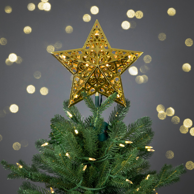 LED Lighted Star Christmas Tree Topper, 9.5", Gold - Modern - Christmas ...