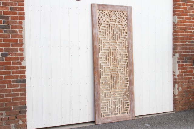 Finely Carved Whitewash See-Through Door Panel - Farmhouse - Front ...