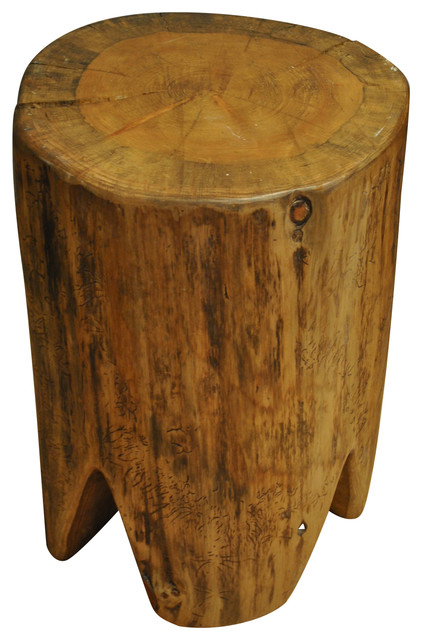 Hand Polished Square Tree Stump Stool - Rustic - Accent And Garden ...