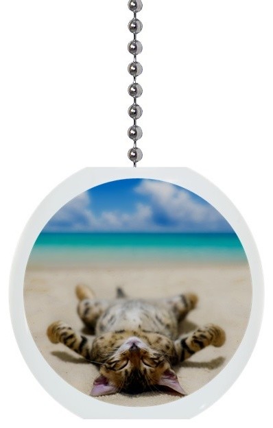 Cat on Beach Ceiling Fan Pull - Beach Style - Ceiling Fan Accessories ...