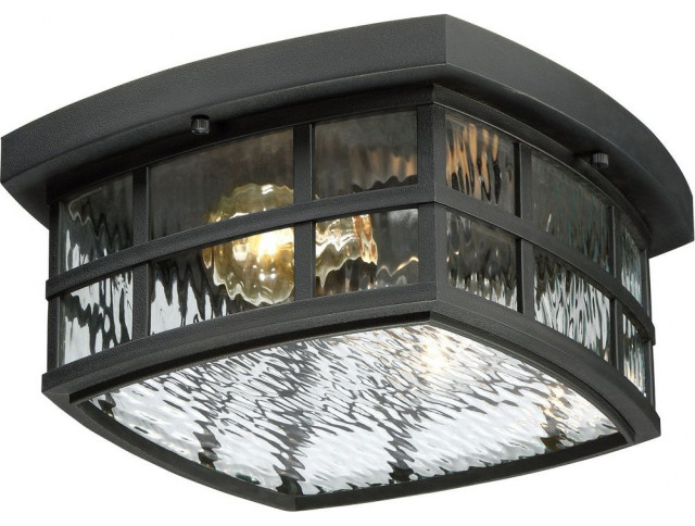 2 Light Medium Outdoor Flush Mount-Mystic Black Finish - Outdoor ...