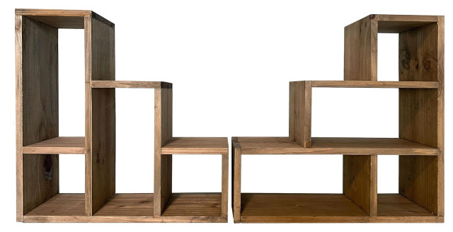 6 Cubby Stepped Shelves, Set of 2, 15 L x 6 W x 15 H inches ...