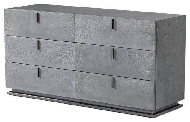 Modrest Buckley 6-Drawer Modern MDF Wood & Metal Dresser in Gray/Black ...