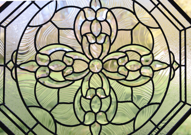 Handcrafted All Clear glass Octagon Beveled window panel 24" x 24 ...