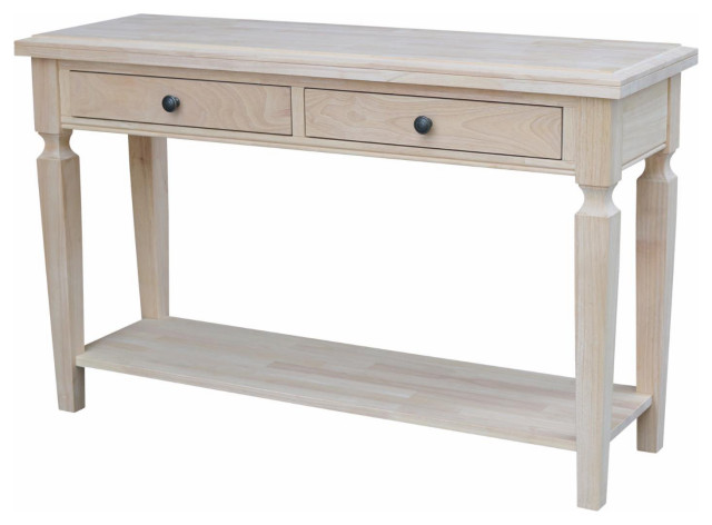 Classic Console Table, Carved Legs With Bottom Shelf & Large Drawers ...