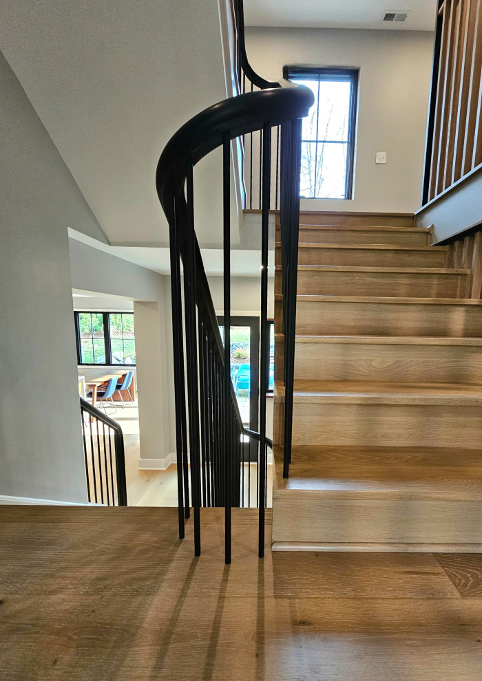 115_Stunning Continuous Rail System on 3 Story Floating Stairs ...